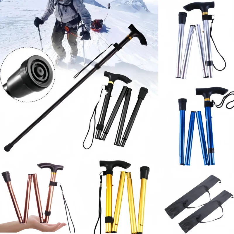 Walking sticks Aluminum Alloy Climbing Cane Four-section Telescopic ...