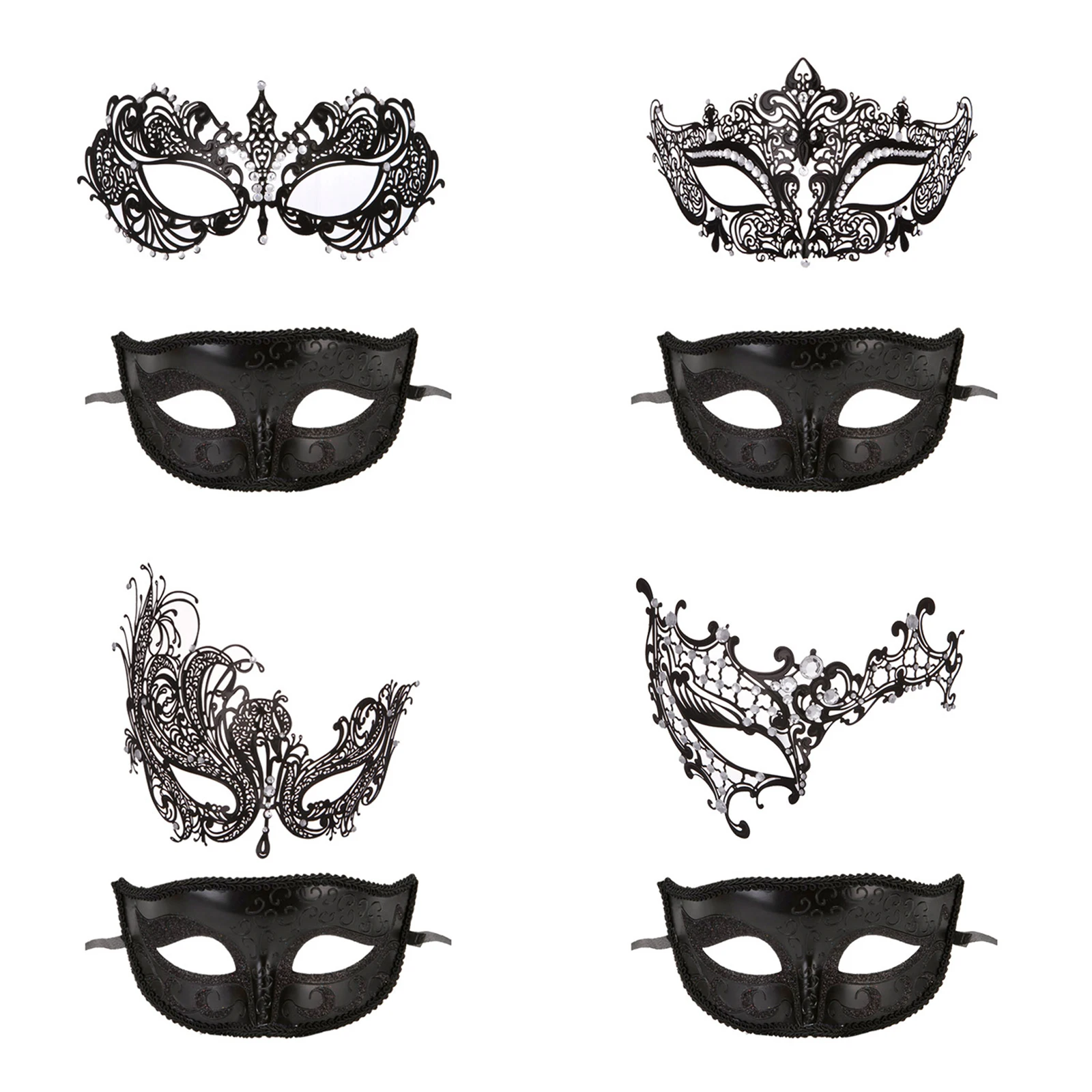 2pc-Couple-Masquerade-Mask-Metal-Rhinestone-Venetian-Prettys-Party-Ball ...