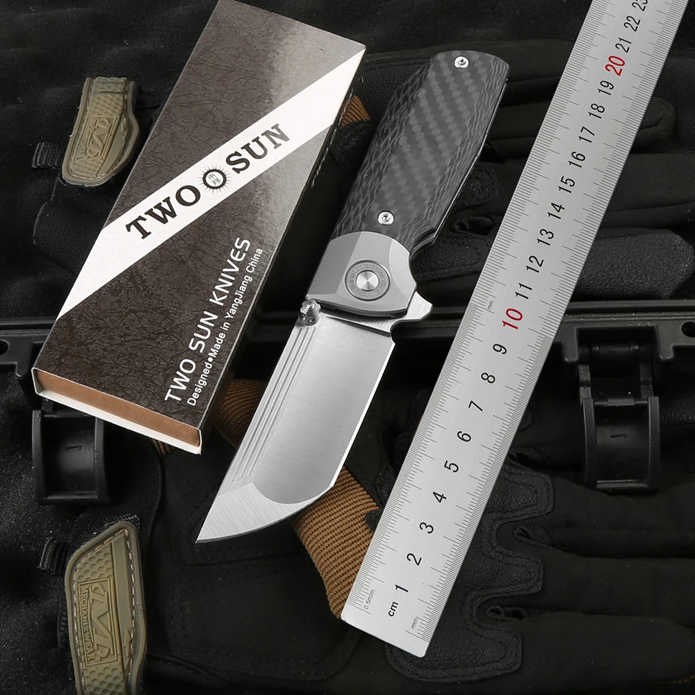TWO-SUN-TS379-Flipper-Folding-Knife-14C28N-Blade-Kitchen-Carbon-Fibre ...