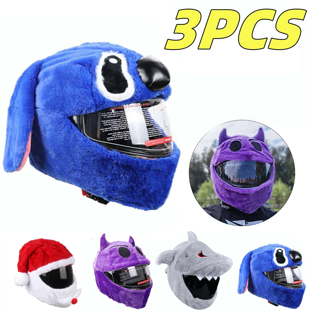 1-3PCS-Motorcycle-Funny-Cartoon-Plush-Helmet-Protective-Motorcycle ...