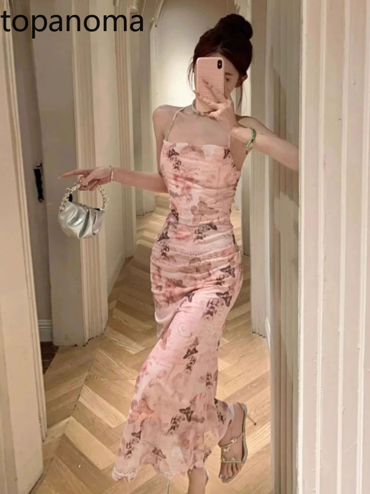 Topanoma-Women-Evening-Dresses-Butterfly-Floral-Printed-Slash-Neck ...