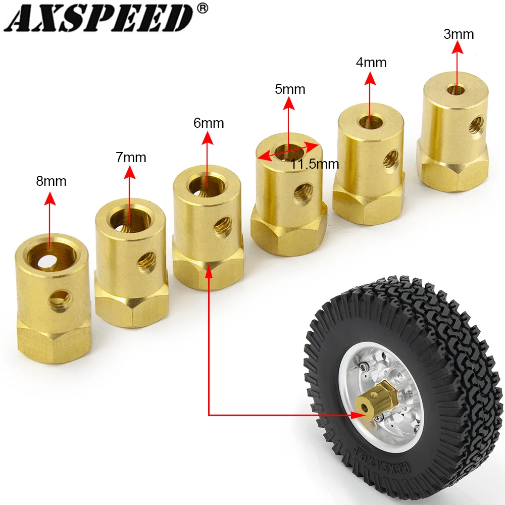 AXSPEED-4PCS-Brass-Hex-Coupling-Coupler-Wheel-Hex-Sleeve-Adapter-Tire ...