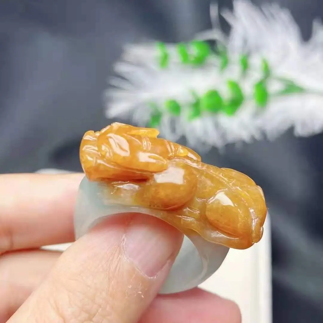 Anillo-de-jade-amarillo-Natural-tallado-a-mano-para-hombres-y-mujeres ...