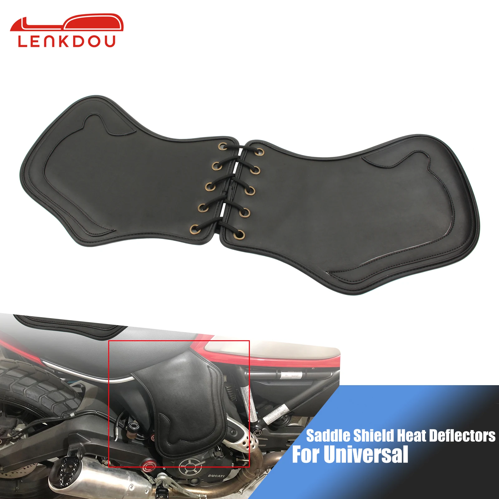Universal-Black-PU-Leather-Saddle-Shield-Heat-Deflectors-For-Harley ...