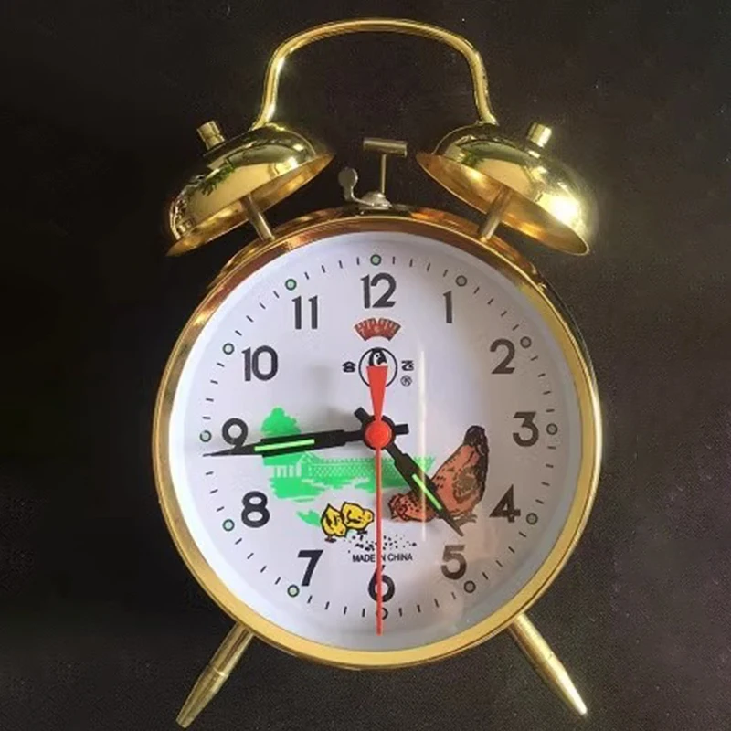 Mechanical Alarm Clock Bedside Table Silent Gold Clocks Vintage Metal ...