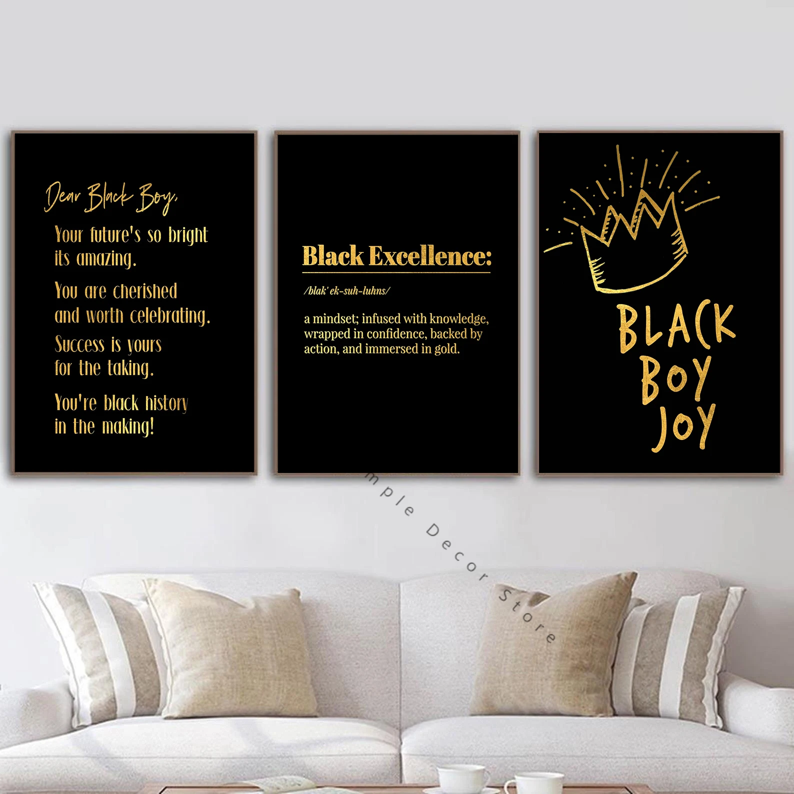 Black-Boy-Joy-Golden-Quotes-Canvas-Painting-Poster-Wall-Art-King-Print ...