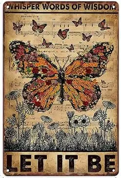 Metal-Tin-Sign-Vintage-Butterfly-Whispering-Words-Of-Wisdom-and-Flowers ...