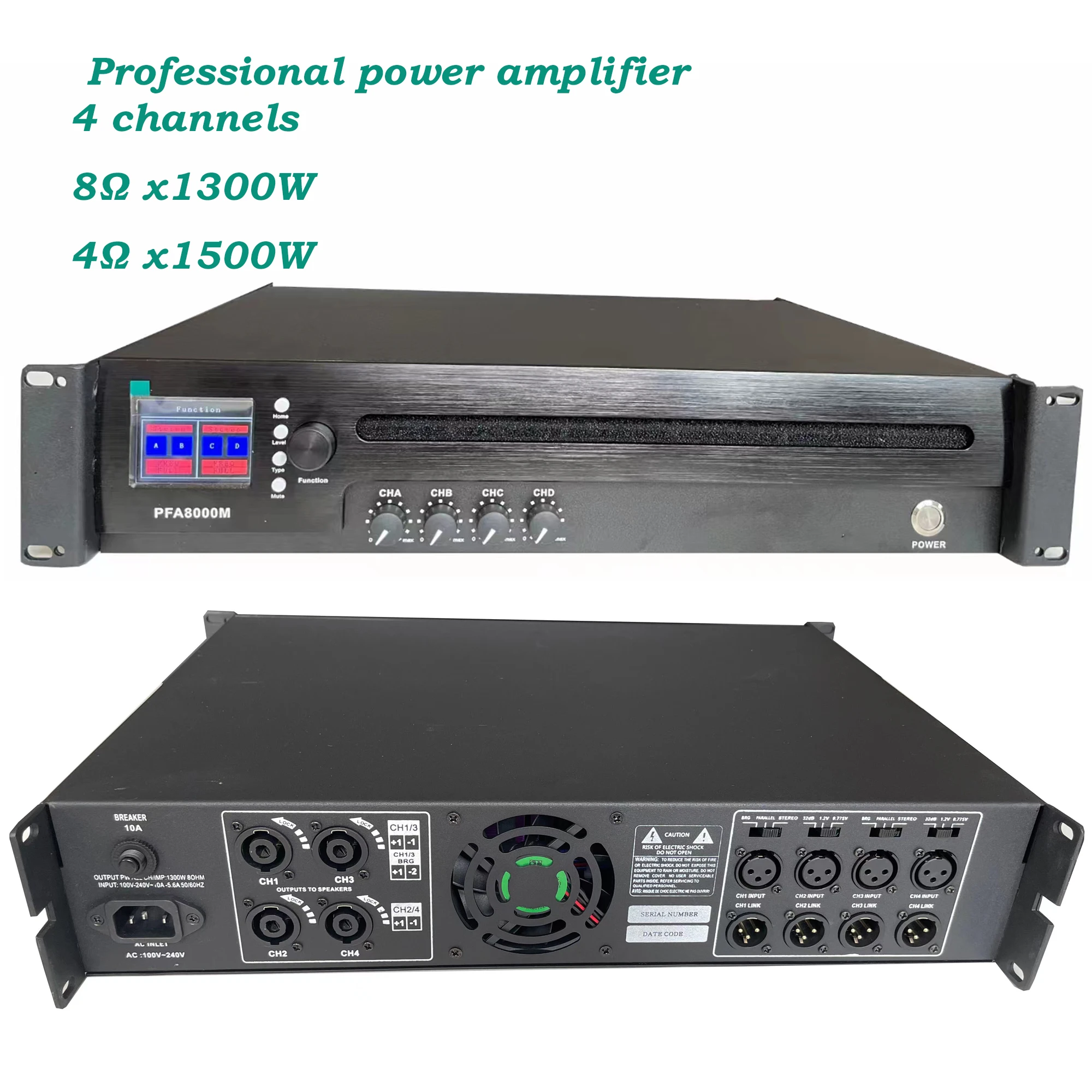 Paulkitson-PFA8000M-4-Kanal-Verst-rker-1300W-An-8Ohm-Linie-Array-Power-Verst-rker-Professionelle ...