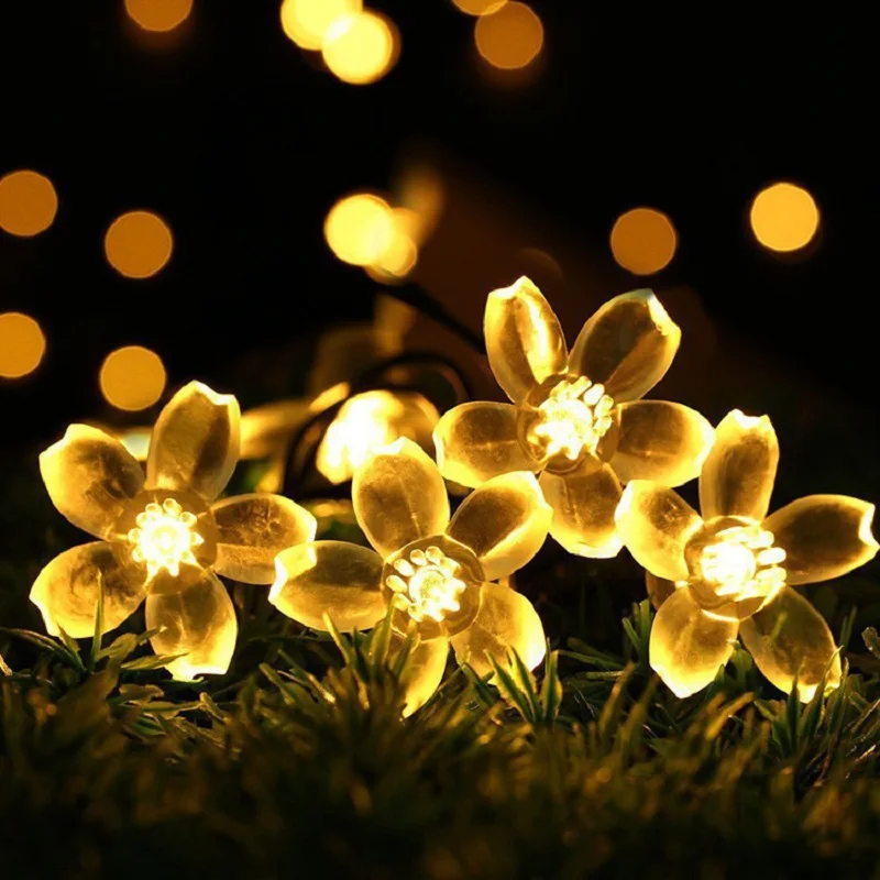 Solar Jardim LED Light, Flower Fairy String Lights, Outdoor Natal ...