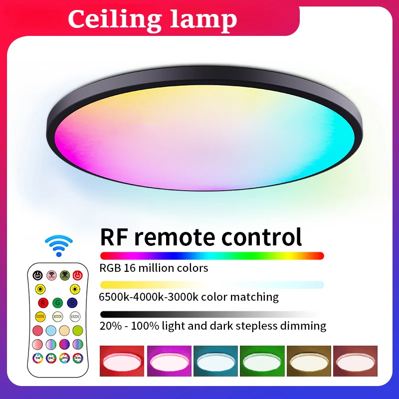 RGB-Full-Color-Dimming-Dimming-Ceiling-Light-Bedroom-Round-Led-Game ...