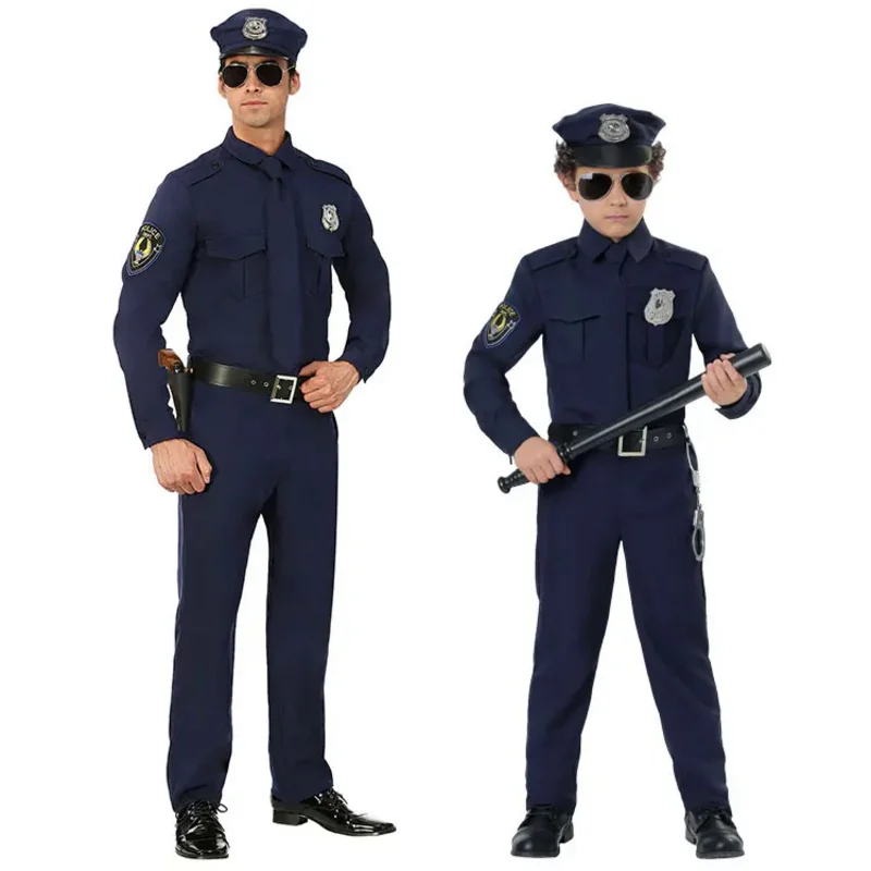 Halloween Policeman Costumes adult Party Carnival Police Uniform men ...