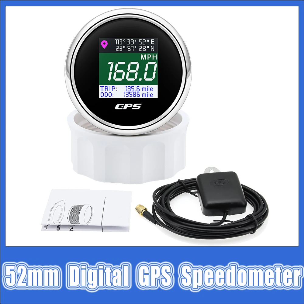 85mm-GPS-Speedometer-With-GPS-Antenna-Waterproof-Odometer-Voltmeter-TFT ...