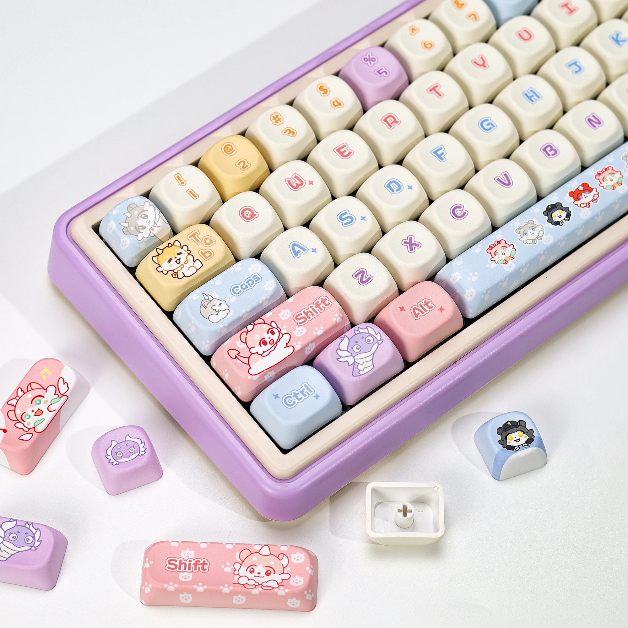 KBDiy Cute Keycaps PBT KOA Profile Alice Anime Chimera Keycap ISO MAC ...