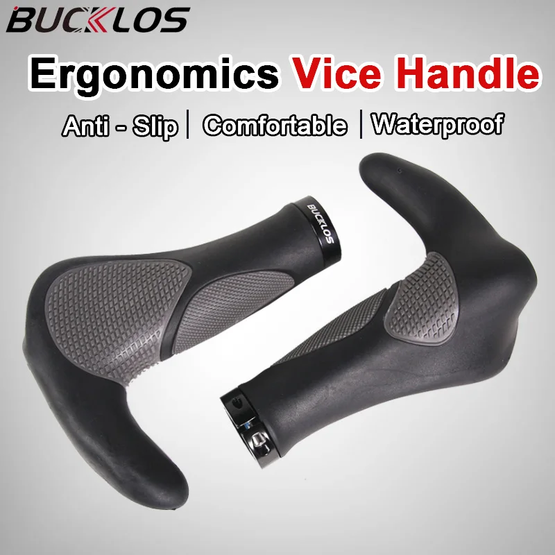 BUCKLOS Waterproof Rubber Bike Grips MTB Shock Absorbing Knobs ...