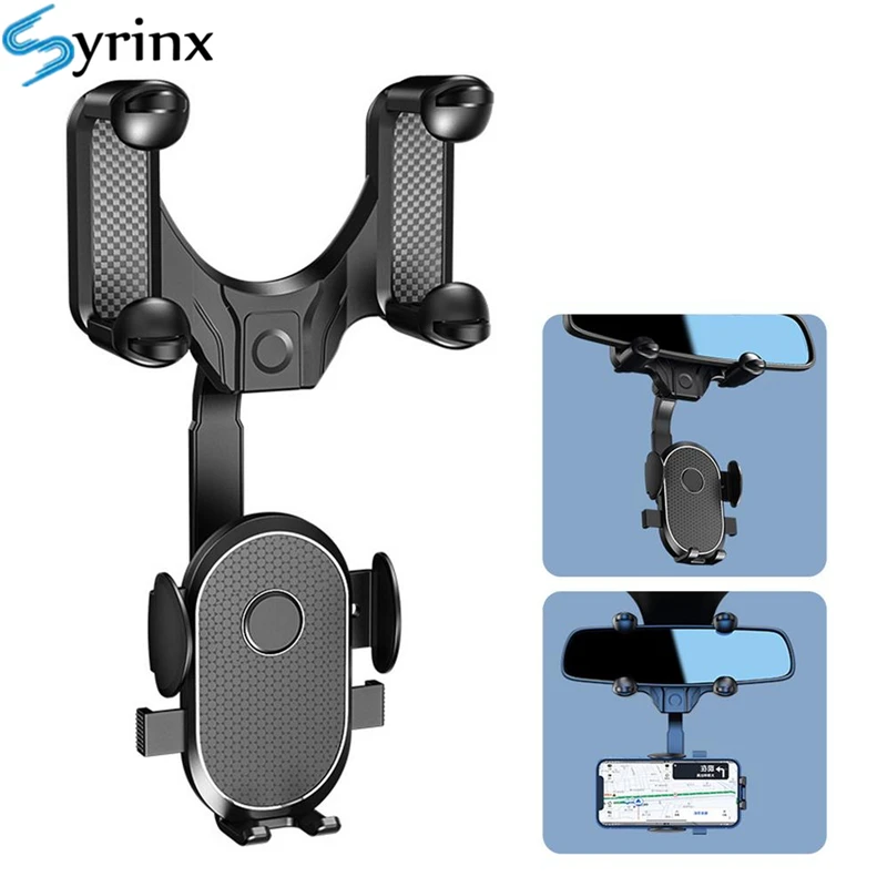 Multi-angle Car Rearview Mirror Phone Holder 360° Rotatable Retractable ...