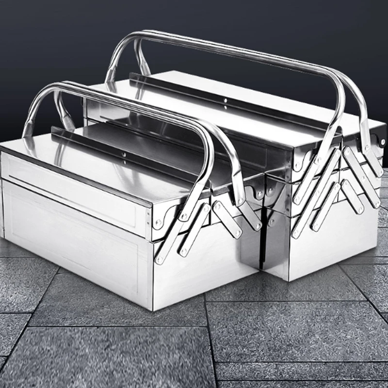 Metal tool storage box with double handles - Beamish