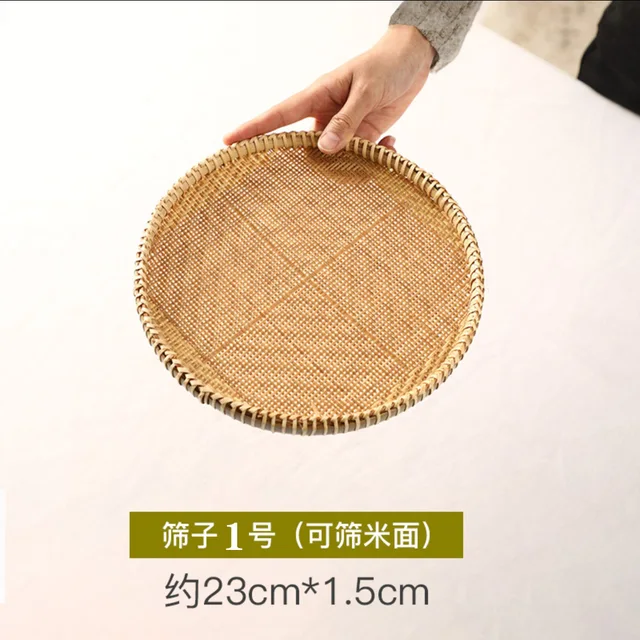 Hand-woven Bamboo Sieve Hand-painted Bamboo Raft Round Dustpan DIY ...