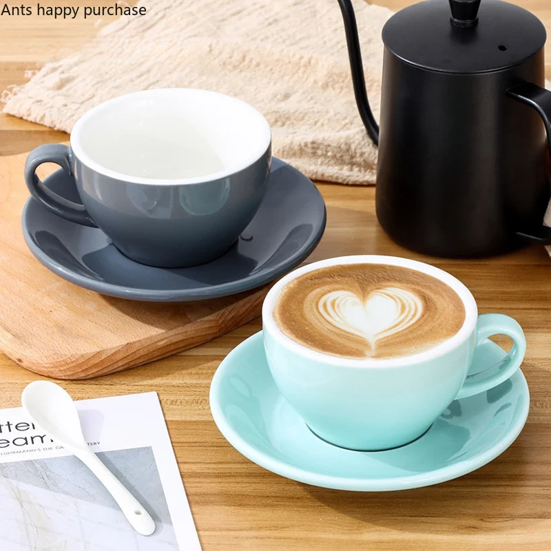 250ml-Coffee-Cup-and-Saucer-Solid-Color-Ceramic-Mug-Milk-Tea-Cups ...