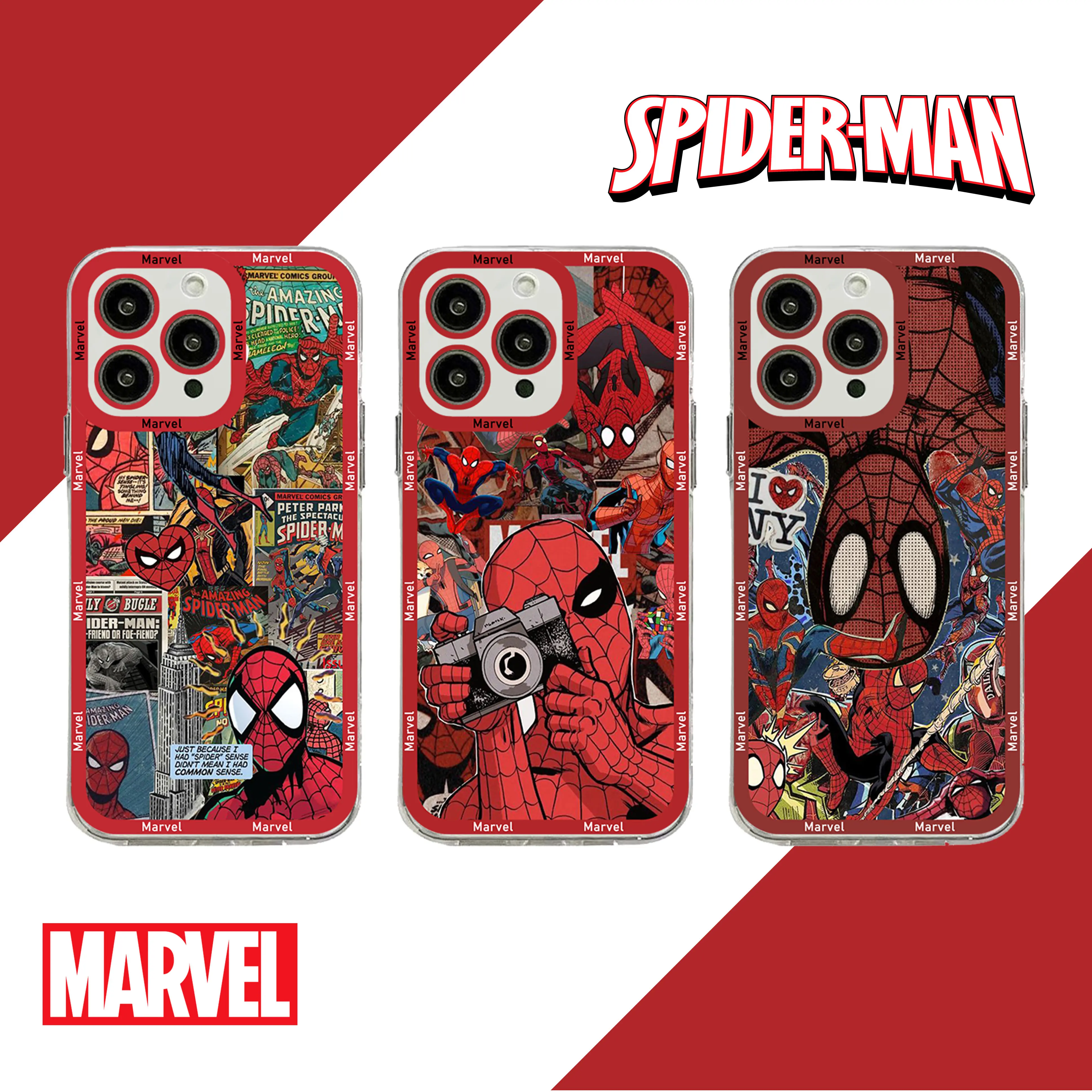 Marvel-Movie-Spiderman-Funny-Sticker-Phone-Case-para-iPhone-15-14-13-12 ...