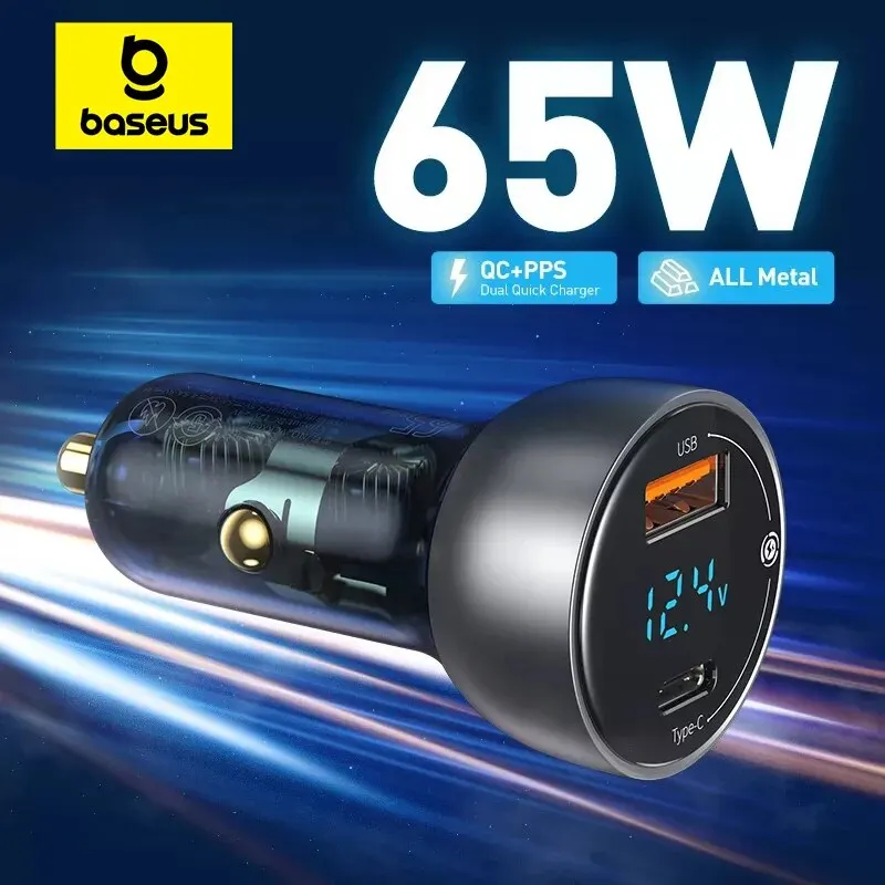 Baseus-65W-PPS-Car-Charger-USB-Type-C-Dual-Port-PD-QC-Fast-Charging-For ...