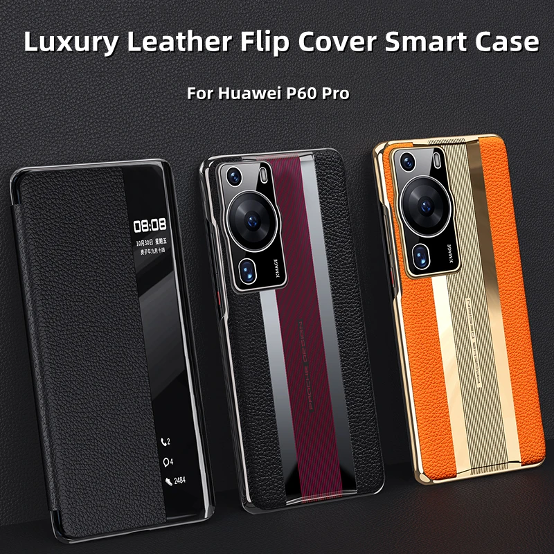 Funda-de-cuero-para-Huawei-P60-Pro-carcasa-de-lujo-con-tapa-inteligente ...
