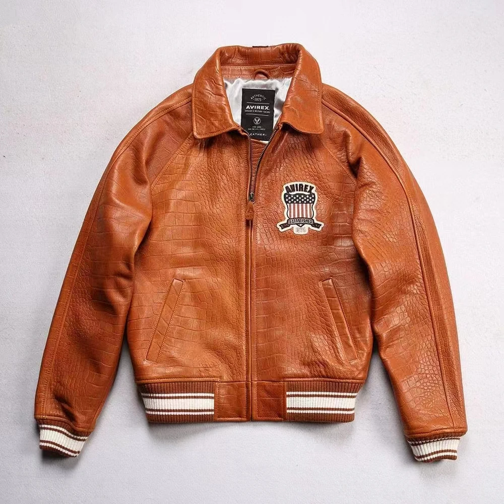 2024-Men-s-100-French-Lamb-Leather-Jacket-Authentic-America-Size ...