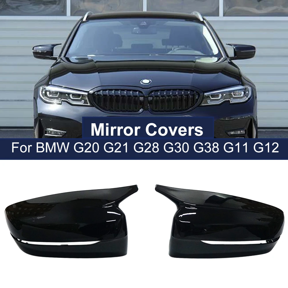 2PCS-High-Quality-Carbon-Black-Exterior-Side-Rearview-Mirror-Cover-Cap ...