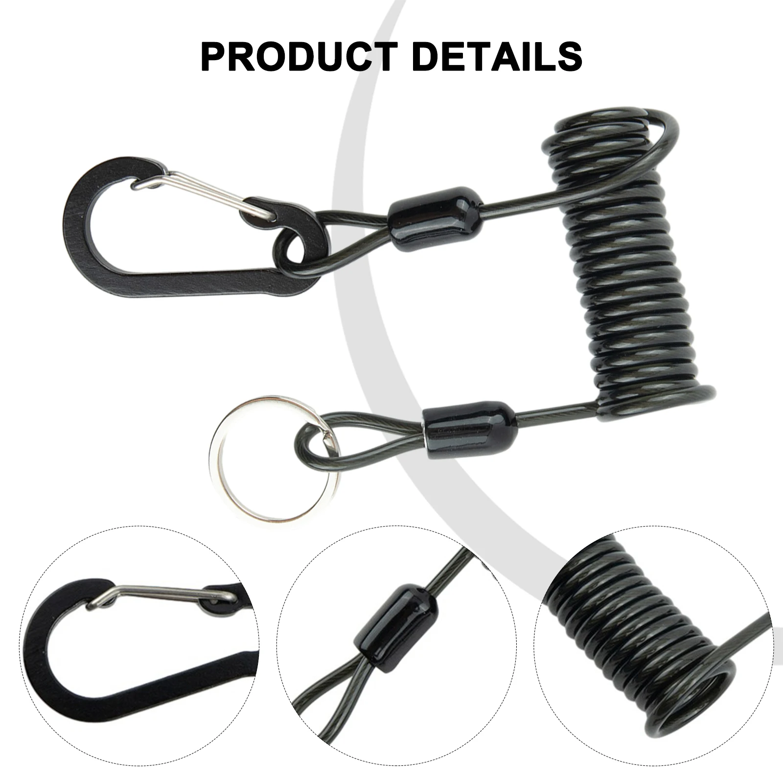Elastic-Coil-Stretch-Tether-Corda-Key-Lanyard-Corda-de-pesca-faltando ...