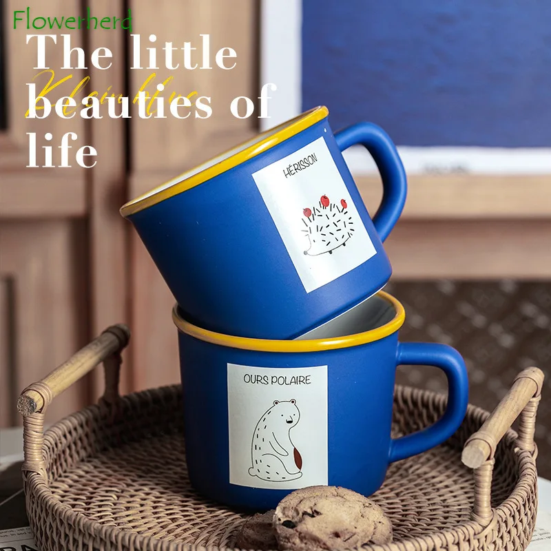 Klein Animal Blue Ceramic Mug Large capacity Coffee Cup Creative Tea ...