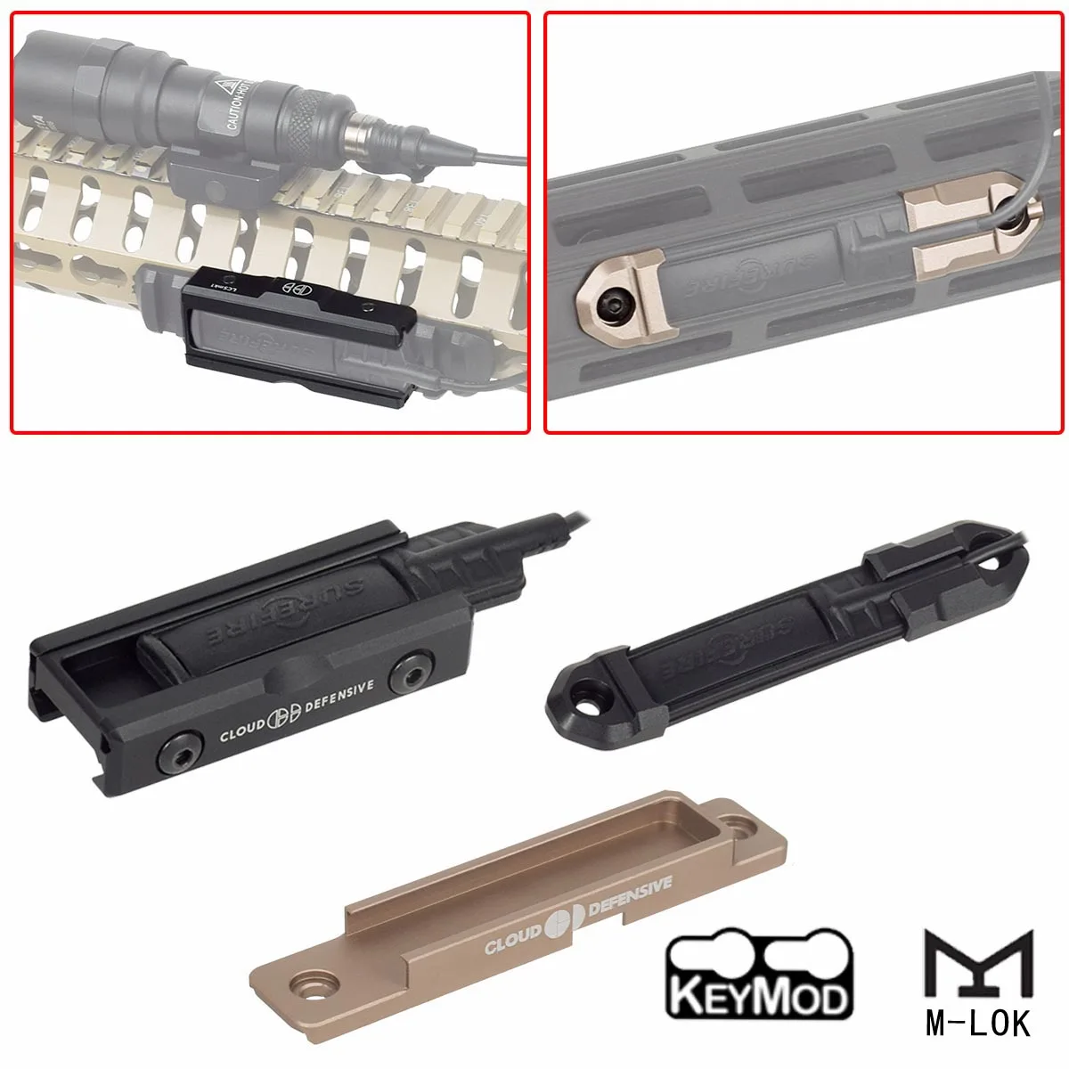 전술 Surefire M600 M300 스카우트 라이트 손전등 원격 테이프 압력 패드 스위치 Mlok Keymod 20mm 레일 ...