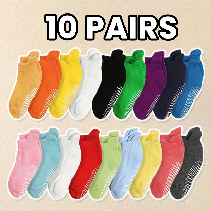10 pairs thick and anti-slip kid's sports socks, baby trampoline socks ...