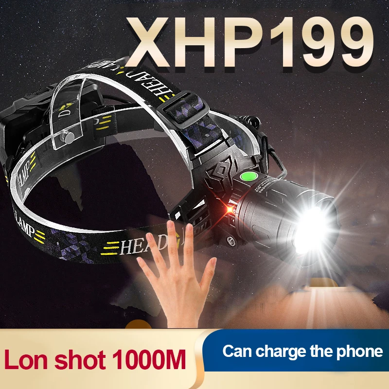 Super Powerful Headlamp XHP199 Rechargeable Headlight High Power ...