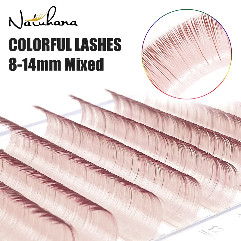 NATUHANA Colored Individual Lashes Faux Eyelash Extensions 0.07mm 8 ...