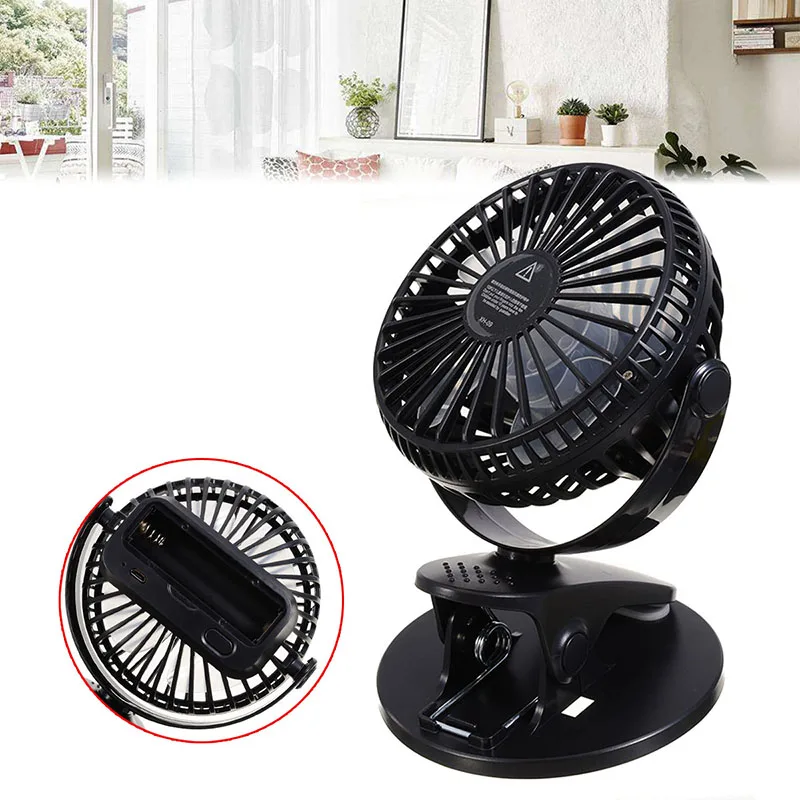 Portable Climp Clip On Fan Desk Usb Rechargeable 4 Blades Cooler ...