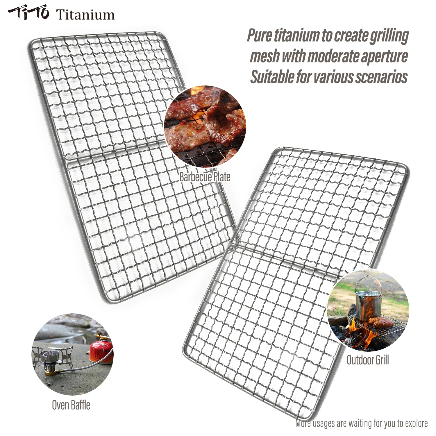 TiTo Titanium BBQ Grill Campfire Bushcraft Survival Barbecue Carbon ...