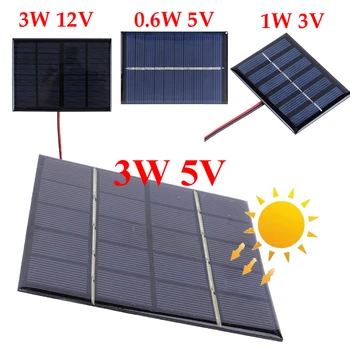 Solar Panel 3W 5V Micro Solar Board Portable Fast Charger Polysilicon ...