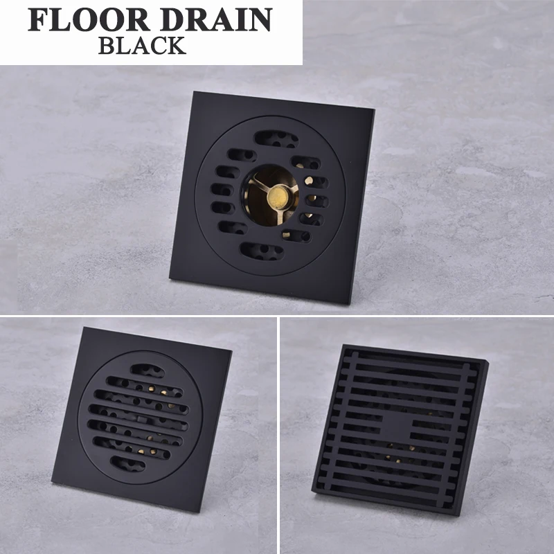 Matt-Black-Floor-Drain-Washing-Machine-Water-Outlet-Bathroom10cm-Solid ...