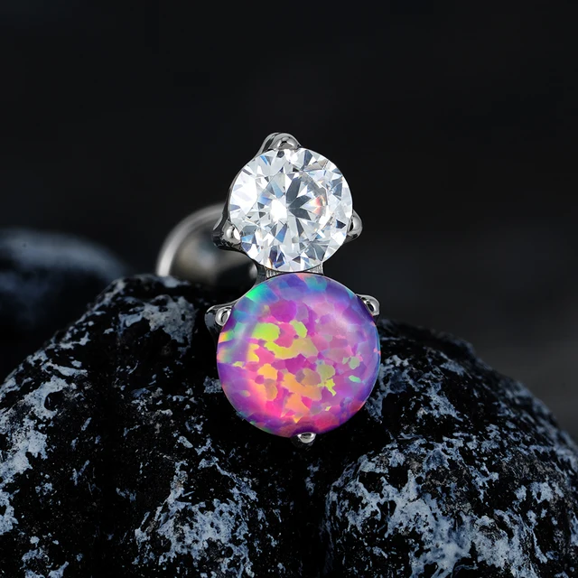 Flatback Nose Stud ASTM F136 Titanium Marquis Opal Ear Cartilage Stud ...