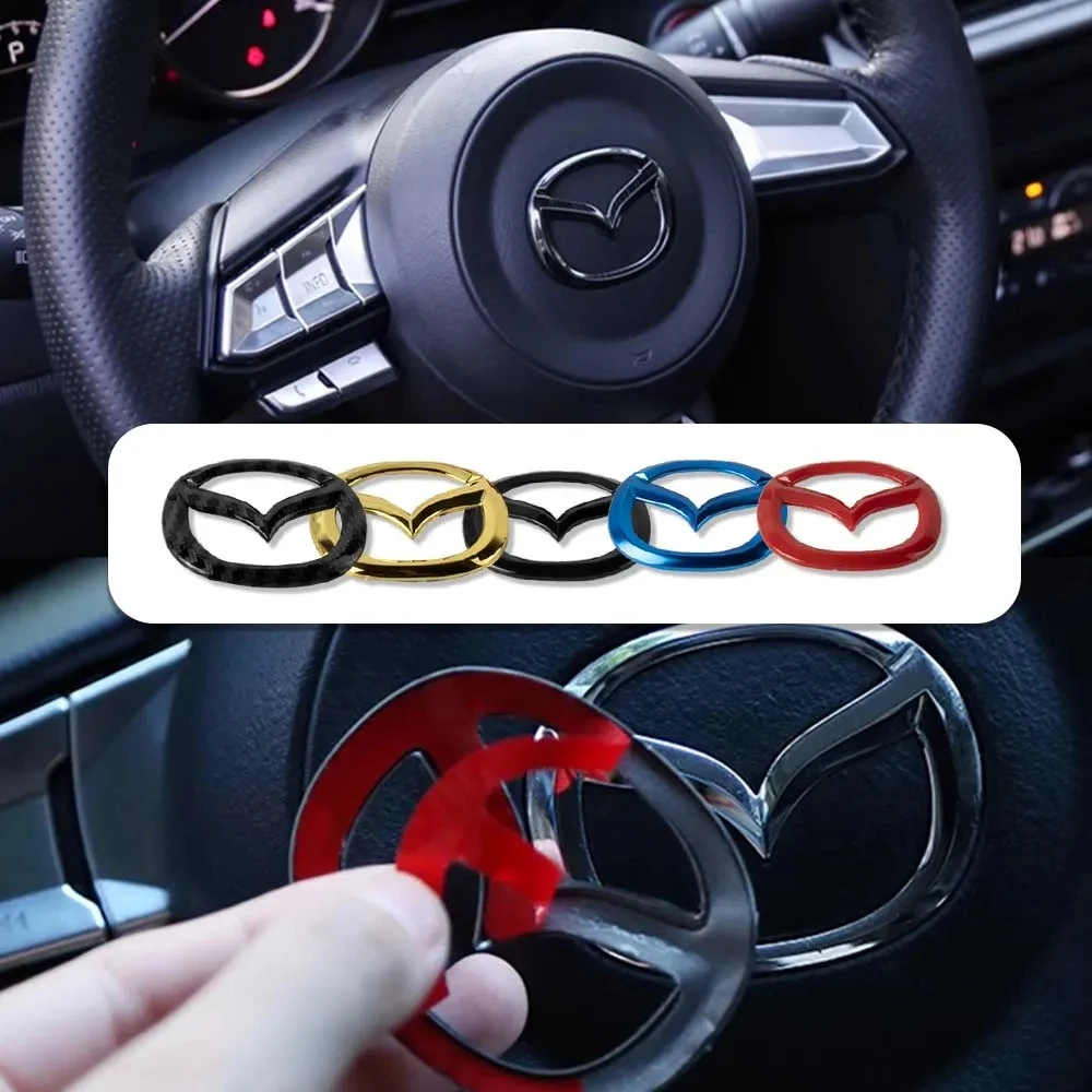 1PCS Emblem Sticker car steering wheel badge logo For Mazda 2 3 5 6 7 ...
