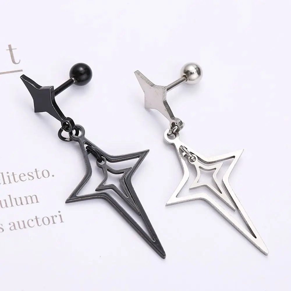 Pendientes-con-colgante-de-estrella-y-Cruz-para-hombre-aretes-de-tuerca ...
