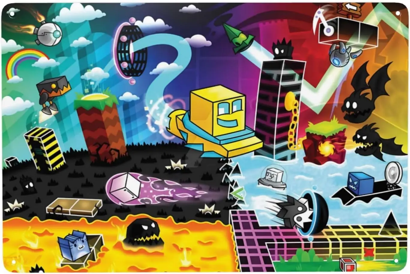 Geometry-Anime-Dash-Metal-Signs-Wall-Art-Decor-Tin-Sign-for-Outdoor ...