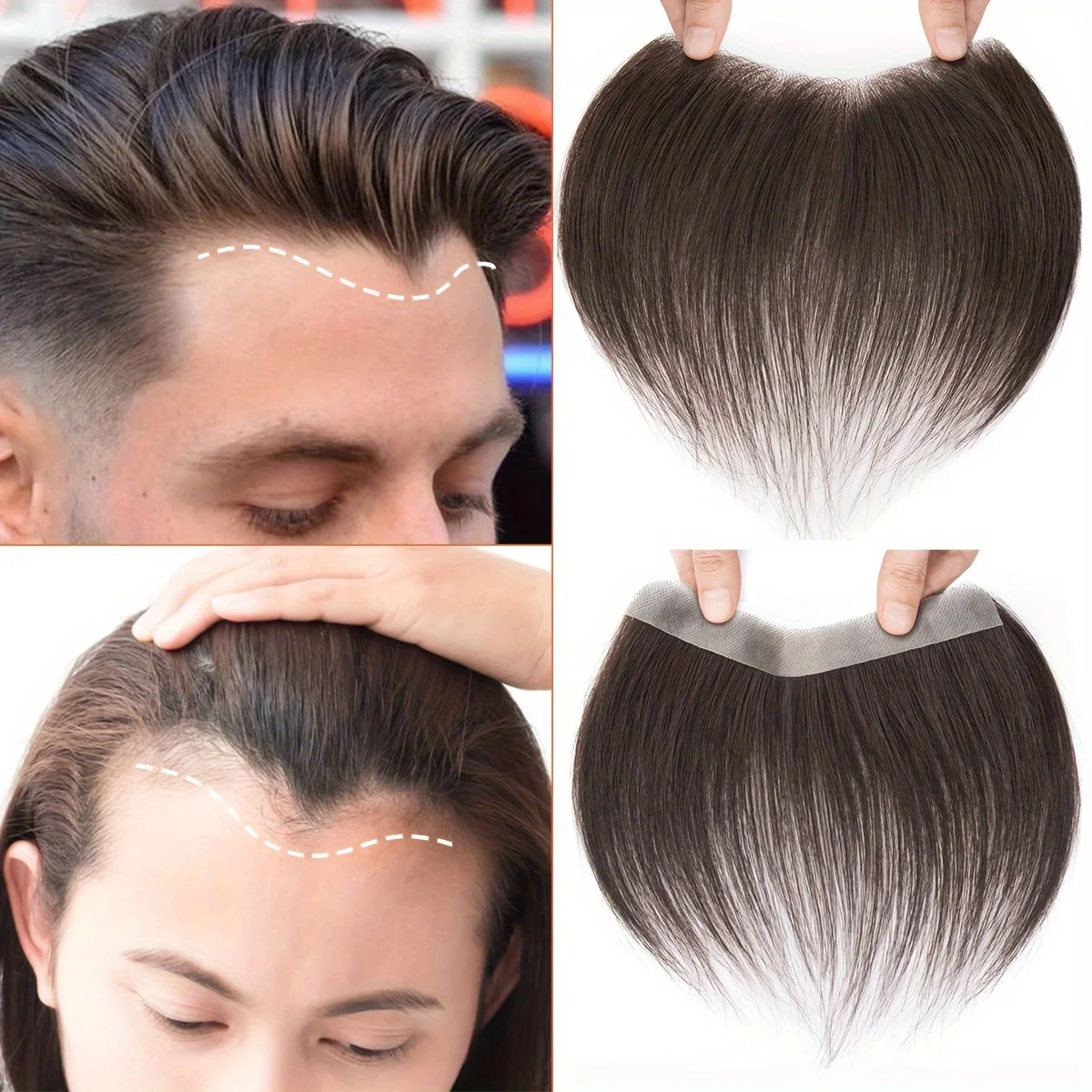 6inch Unisex Hairline Wig Patch Forehead 100% Real Hair Natural ...
