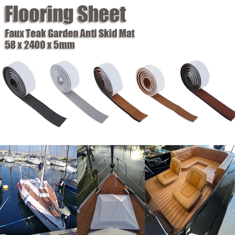 58x2400x5mm Single Strip Imitated Teak Yacht Boat Deck Mat Flooring ...