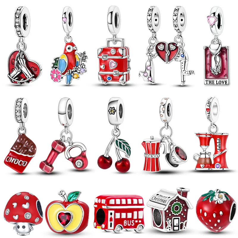 Red Series Original Charm 925 Silver Fit Bracelet DIY For Woman ...