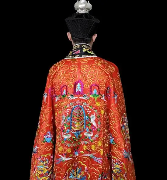 Chinese Taoist Priest Robe Men Tradition Embroider Long Thick Gown ...