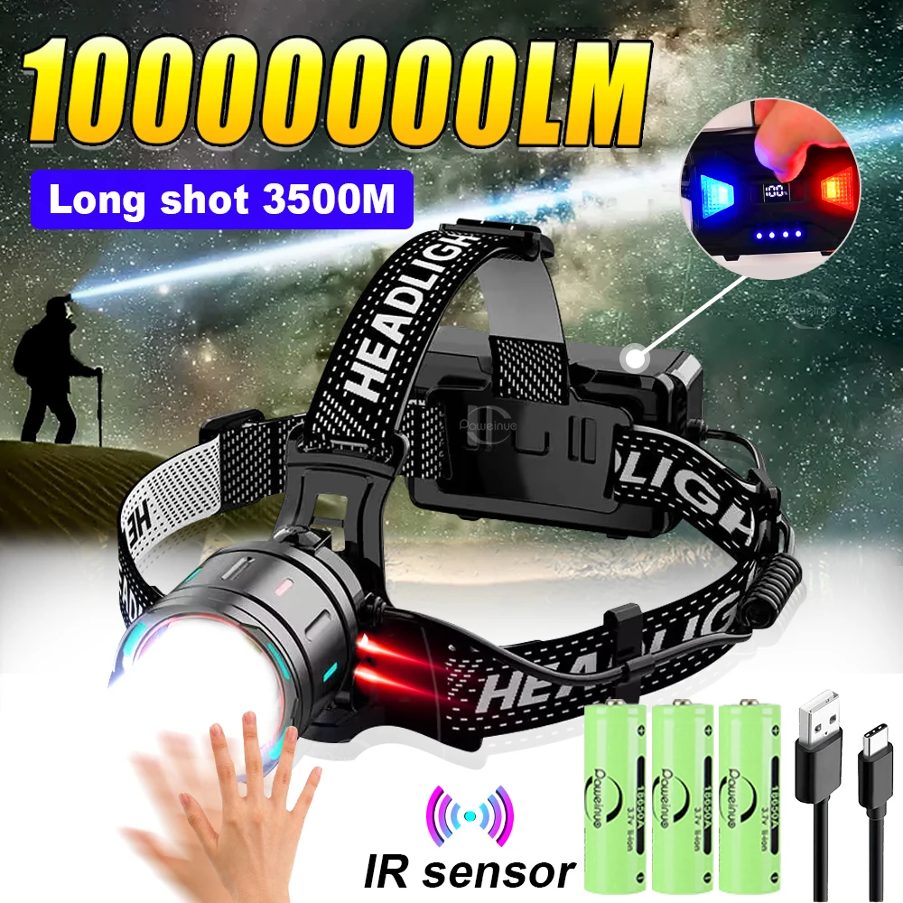 Most-Powerful-Sensor-Headlight-Rechargeable-Led-Headlamp-Fluorescence ...