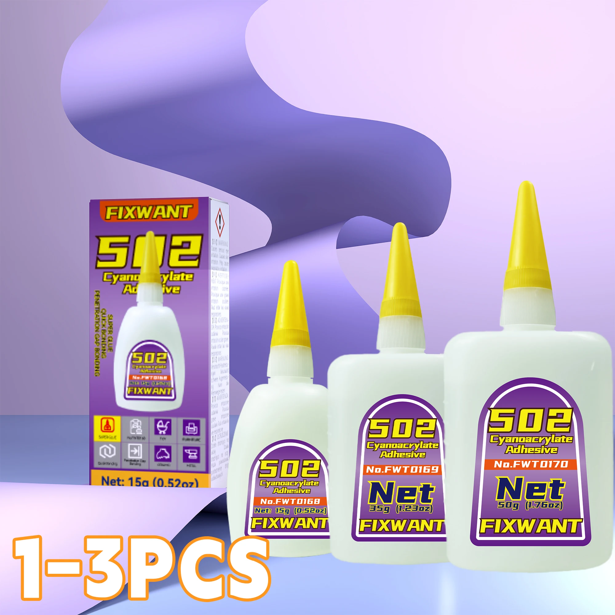 FIXWANT-502-Super-Glue-Quick-drying-1-3pcs-Instant-Cyanoacrylate-Adhesive-Leather-Rubber-Wood ...