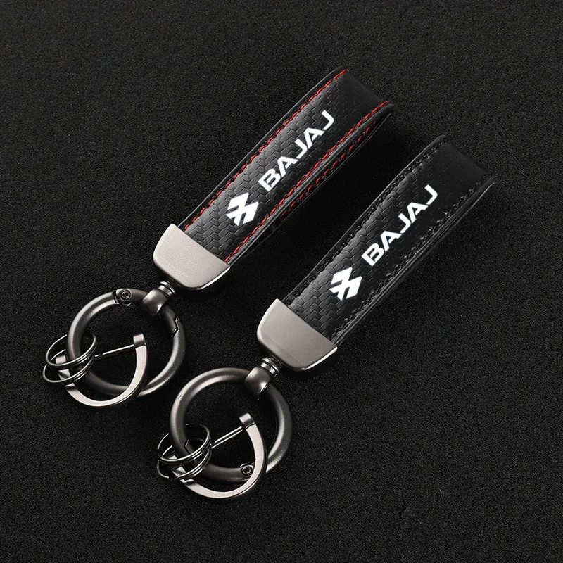 Leather car keychain Horseshoe Buckle Jewelry for Bajaj -Auto with logo ...
