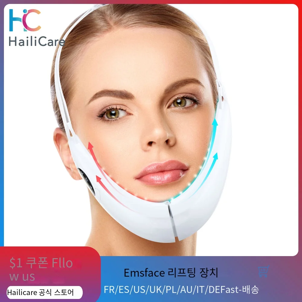 Ems 얼굴 리프팅 장치 Led 광자 치료 진동 얼굴 마사지기 얼굴 슬리밍 이중 턱 제거 V 라인 리프트 벨트 스킨 케어