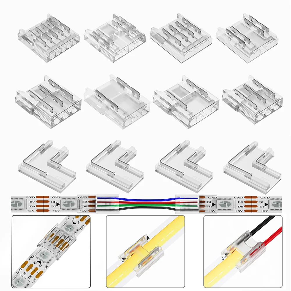 4Pcs-WS2812B-COB-Transparent-Solderless-Cover-Connector-15cm-Wire-For ...